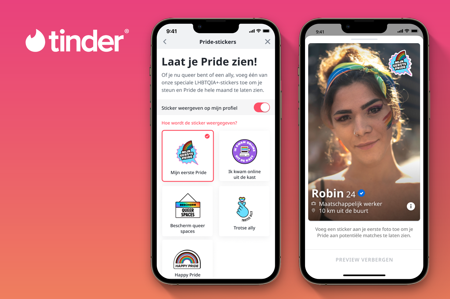 Tinder introduceert de "Mijn eerste Pride" badge om queer leden te ...