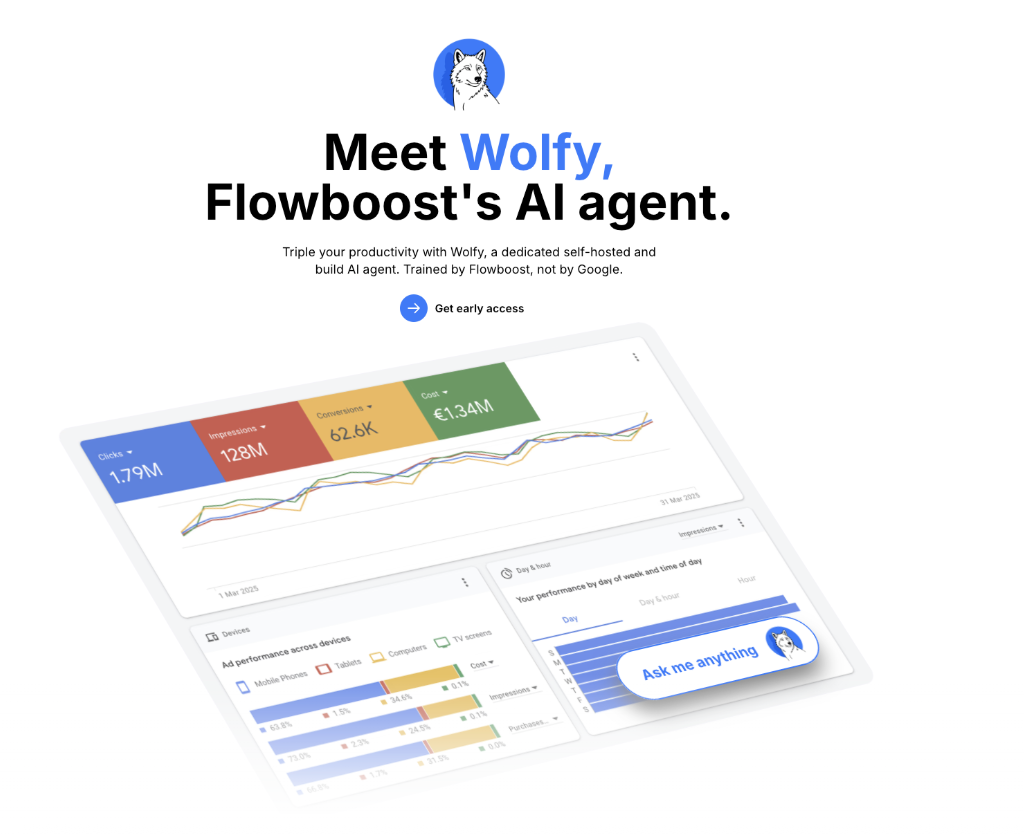 Flowboost lanceert Wolfy: jouw nieuwe AI Google Ads-specialist - Emerce